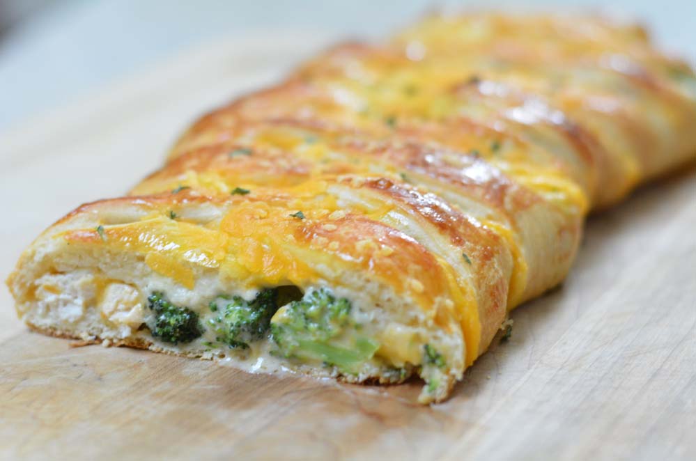 Chicken Broccoli Braid - Stuffed Crescent with Alfredo Sauce